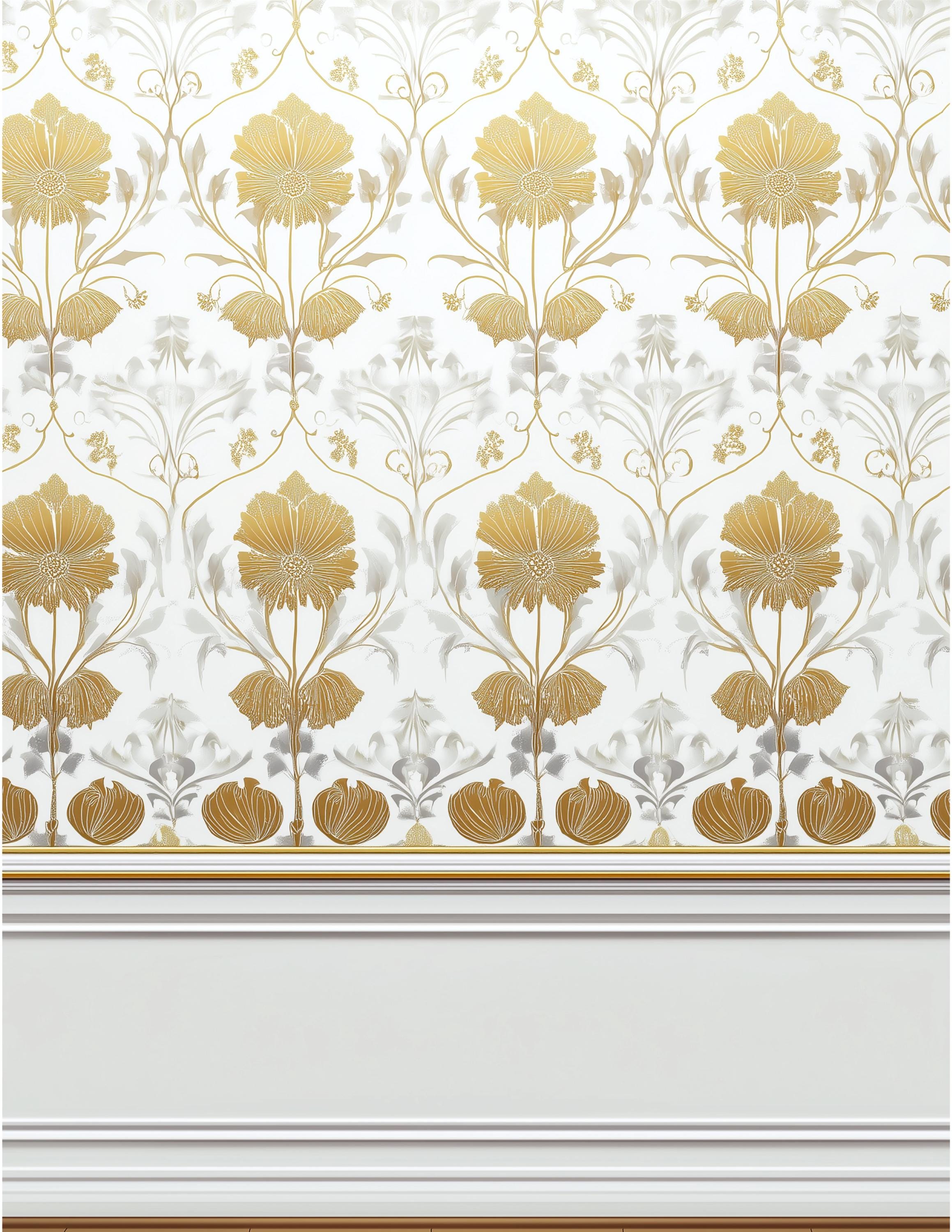 Dollhouse Wallpaper, Carved Moulding and Elaborate Wallpaper in Cream ...
