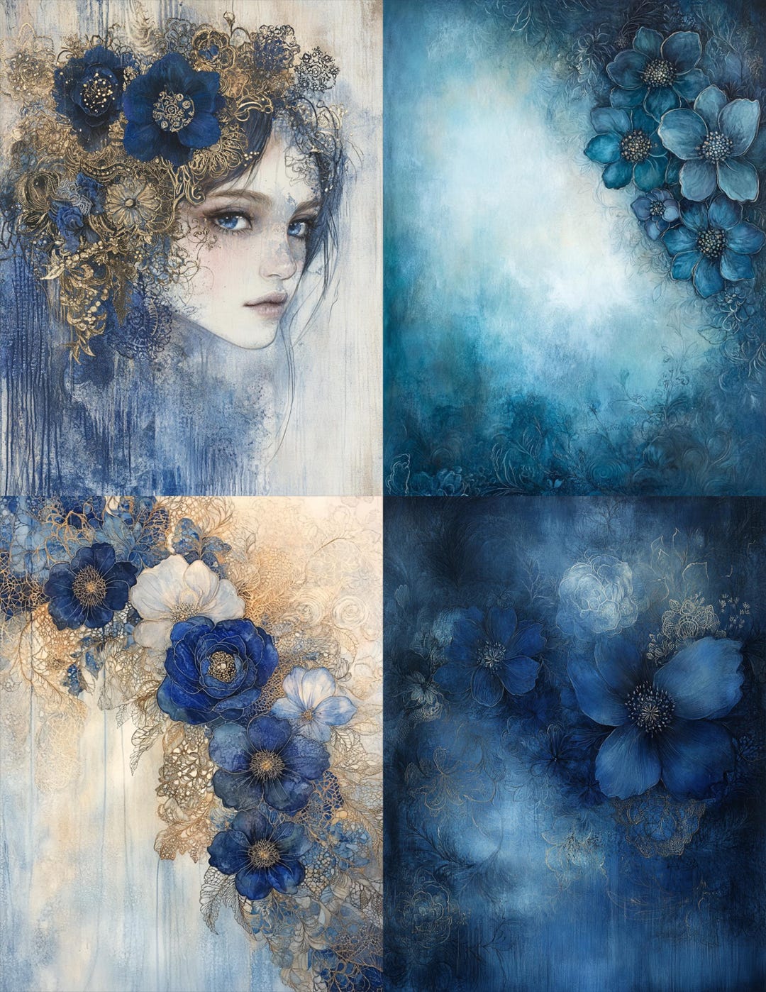 Wild Blue Paper Scrap Packfive Sheets of Scrapbooking/crafting Papers ...