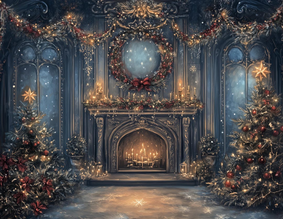 Enchanted Victorian Christmas Room Backgrounds for Paper Doll Play ...