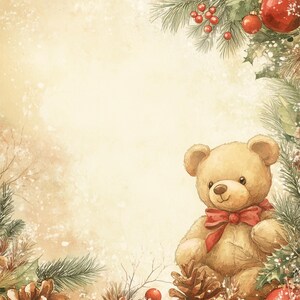 Old Time Christmas Teddy Lined and Unlined Writing Paper to Download ...