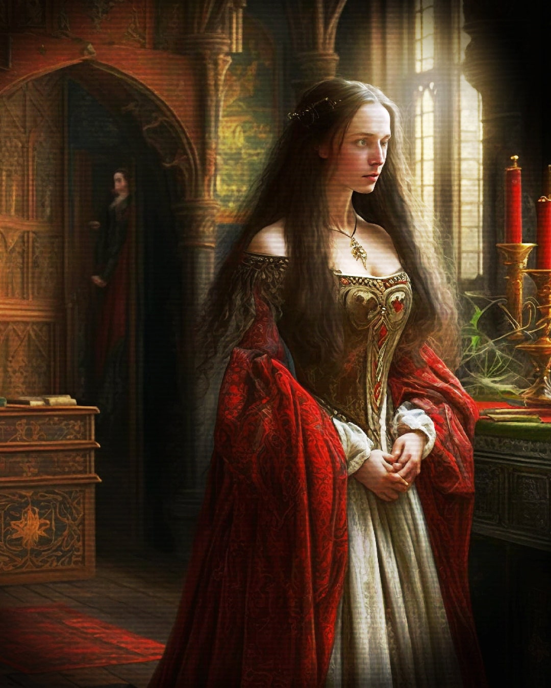 Secrets--pre Raphaelite Woman in a Red and Gold Gown--gothic--8 X 10 ...