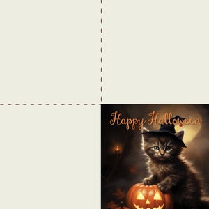 Cute Halloween Kitten Card Design for Instant Download--print at Home ...