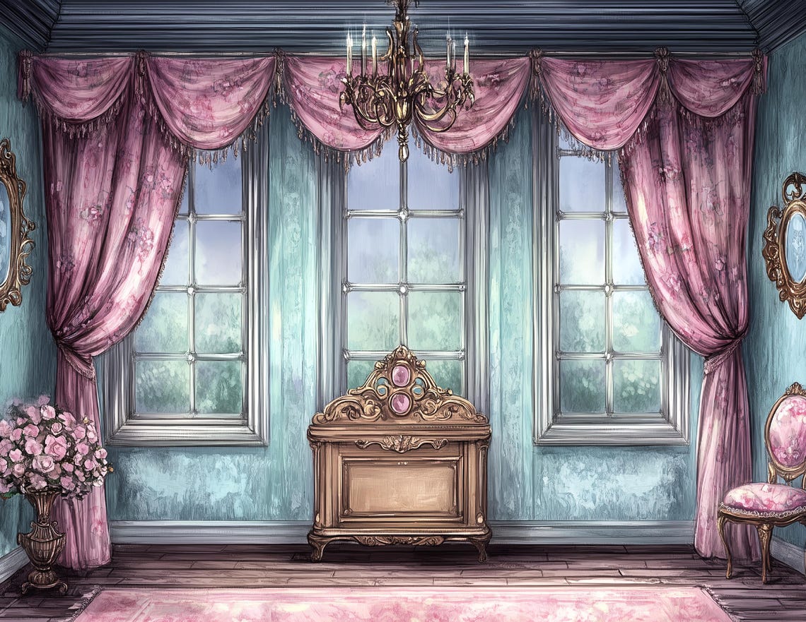Victorian Parlor Room Backgrounds for Paper Doll Play, Dioramas, Etc ...