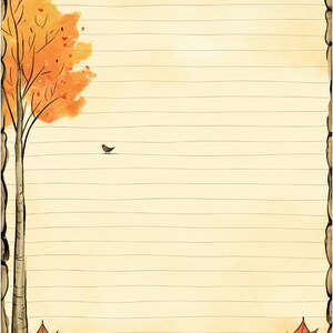 Quirky Autumn Lined Journaling/stationery/scrapbooking Sheets Digital ...