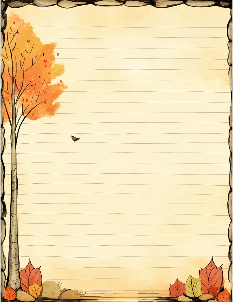 Quirky Autumn Lined Journaling/stationery/scrapbooking Sheets Digital ...