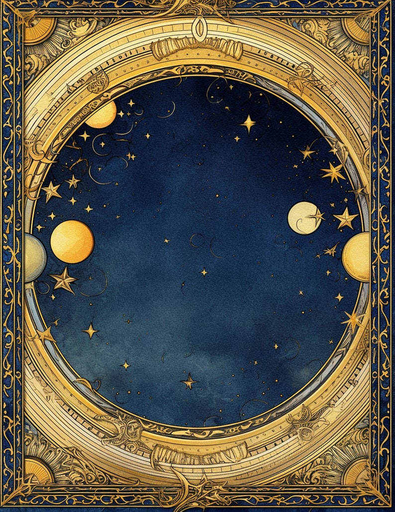 Five Elegant Celestial Journaling/stationery/scrapbooking Sheets ...