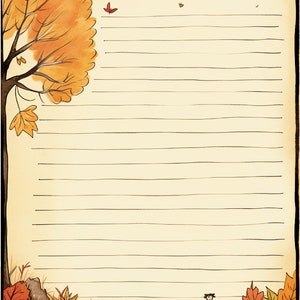 Quirky Autumn Lined Journaling/stationery/scrapbooking Sheets Digital ...