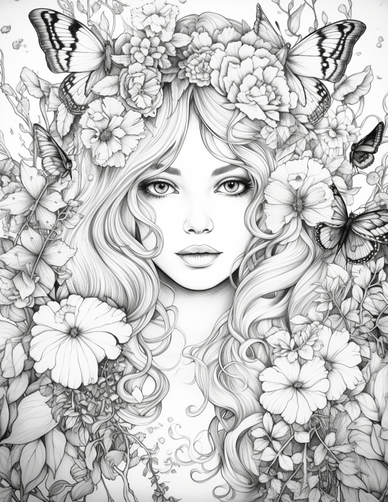 Five Flower Child Coloring Sheets for Instant Download--8.5 X 11 - Etsy
