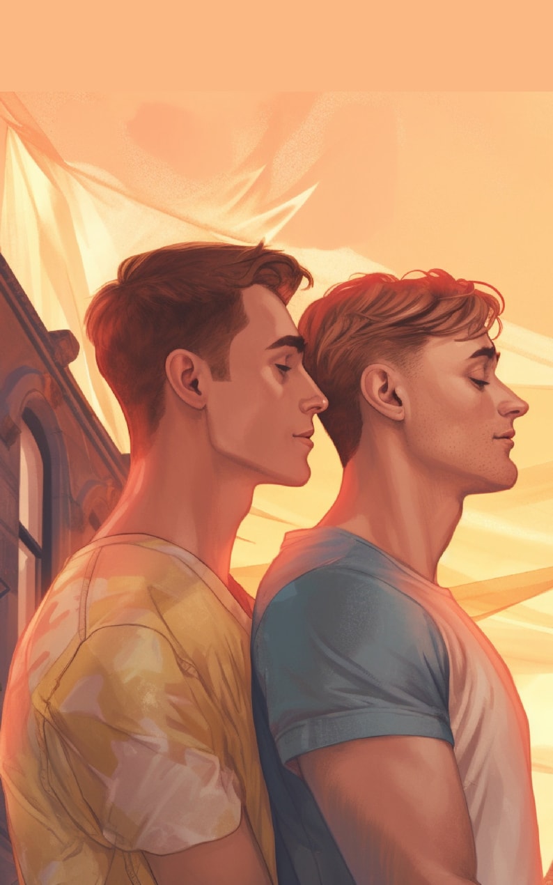 MM Romance/gay Fiction Novel Cover Art--two Young Men in T-shirts in ...