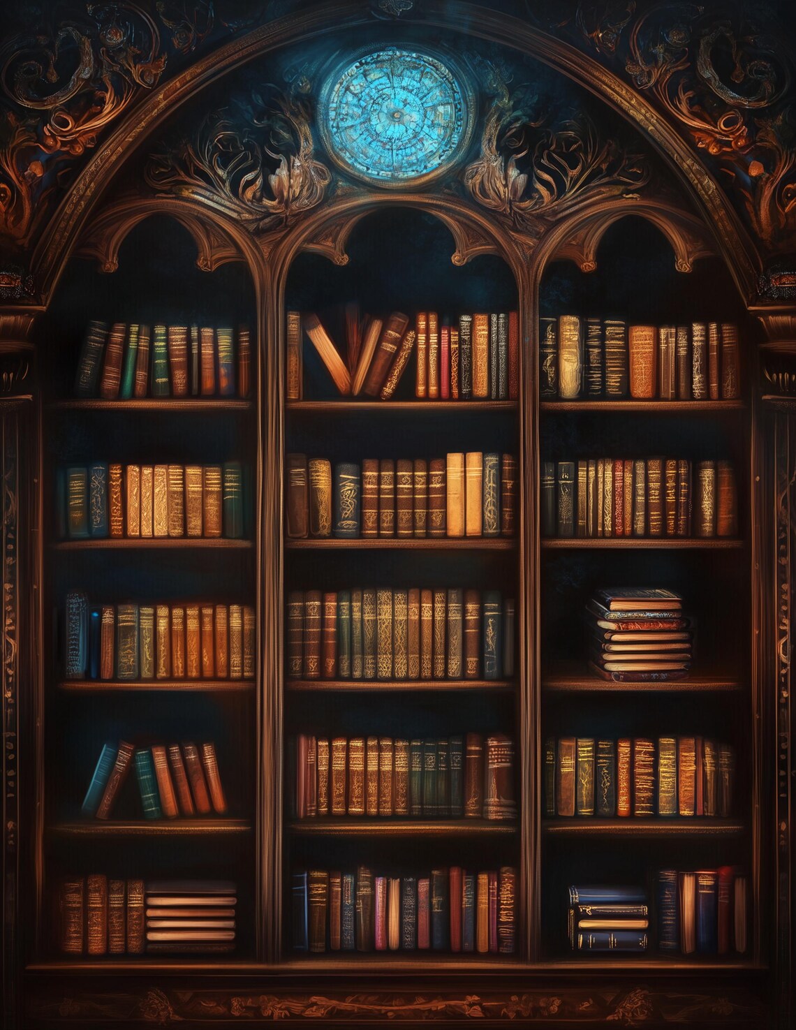 Three Mysterious Library Bookwall Dollhouse Papers--jpg--instant ...