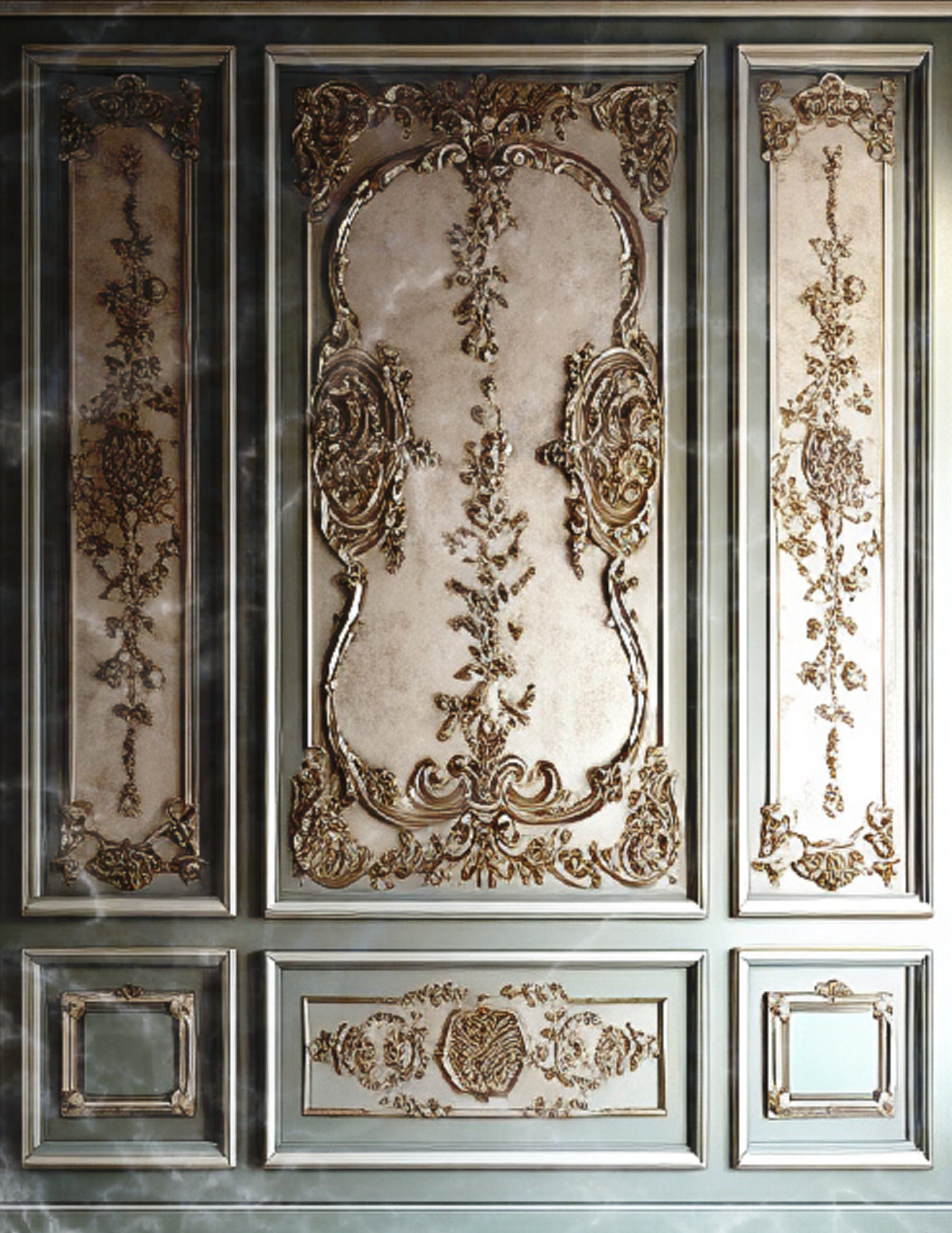 Dollhouse Wallpaper, Carved Marble Panel in Five Colorways--jpg Files ...