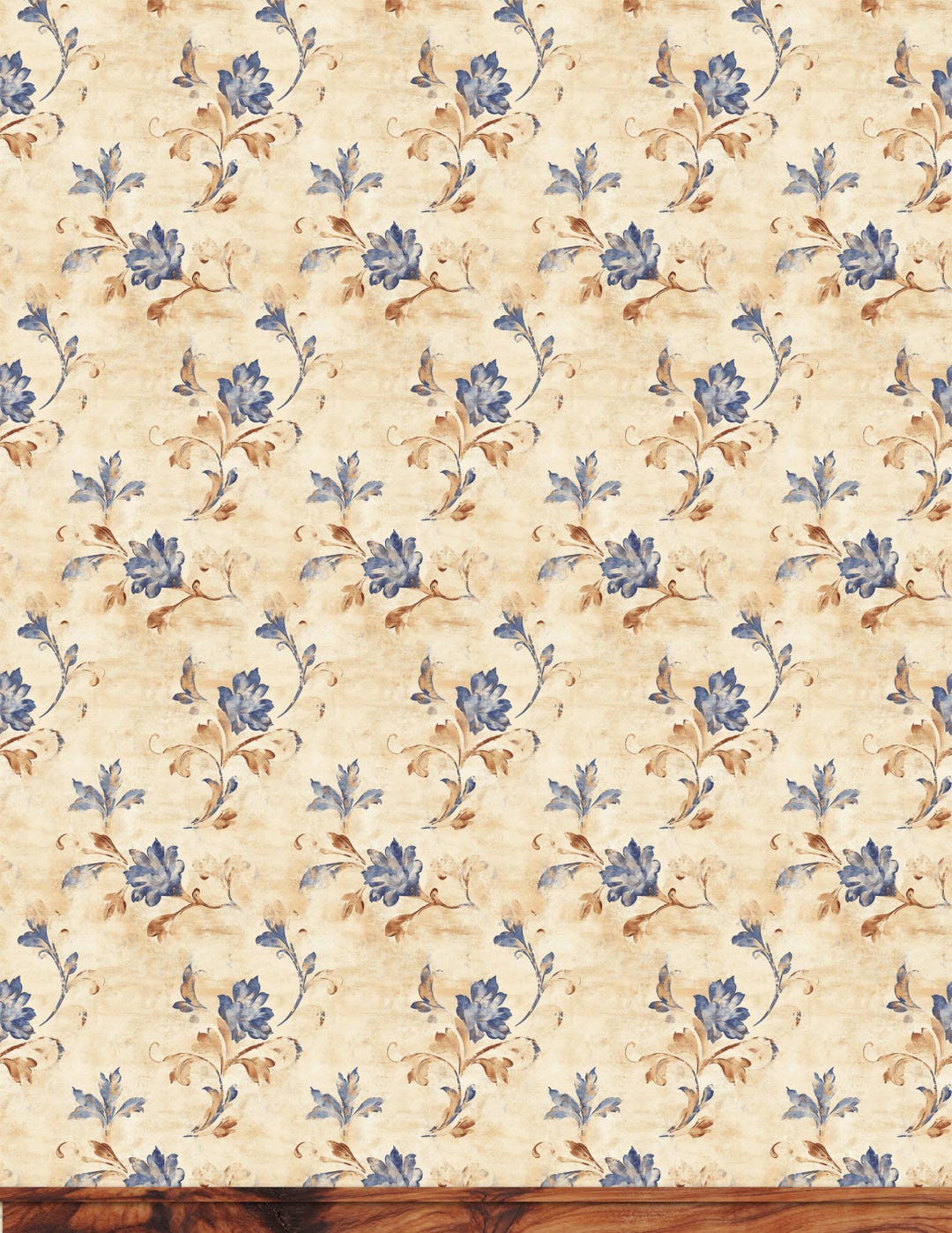 Dollhouse Wallpaper, Three Victorian Blue and Cream Wall Panels, Plain ...