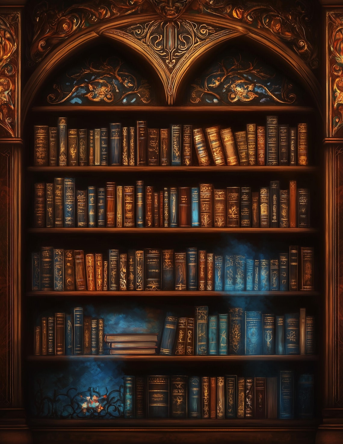 Three Mysterious Library Bookwall Dollhouse Papers--jpg--instant ...