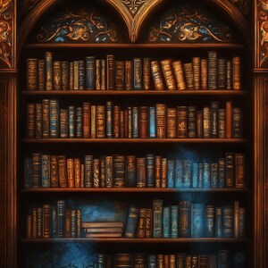 Three Mysterious Library Bookwall Dollhouse Papers--jpg--instant ...