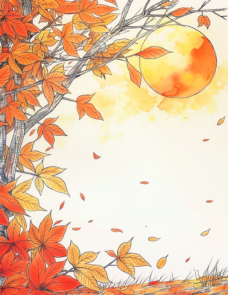 Five Autumn Sun Background/writing Digital Papers Instant Download - Etsy