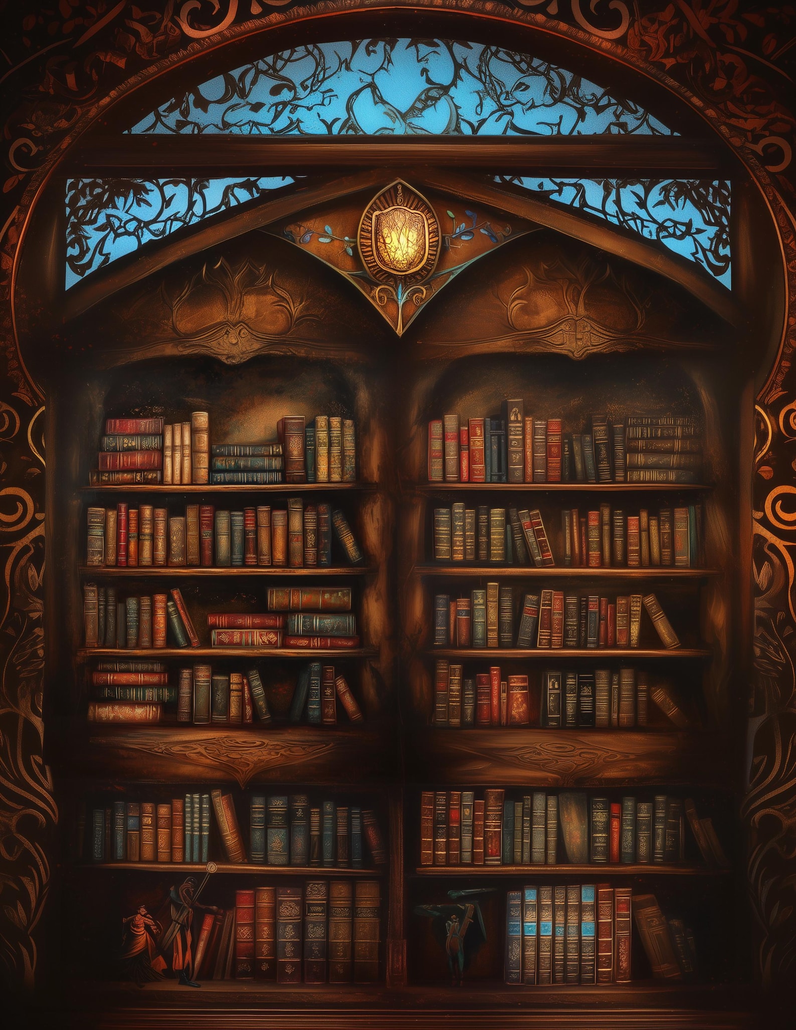 Three Mysterious Library Bookwall Dollhouse Papers--jpg--instant ...