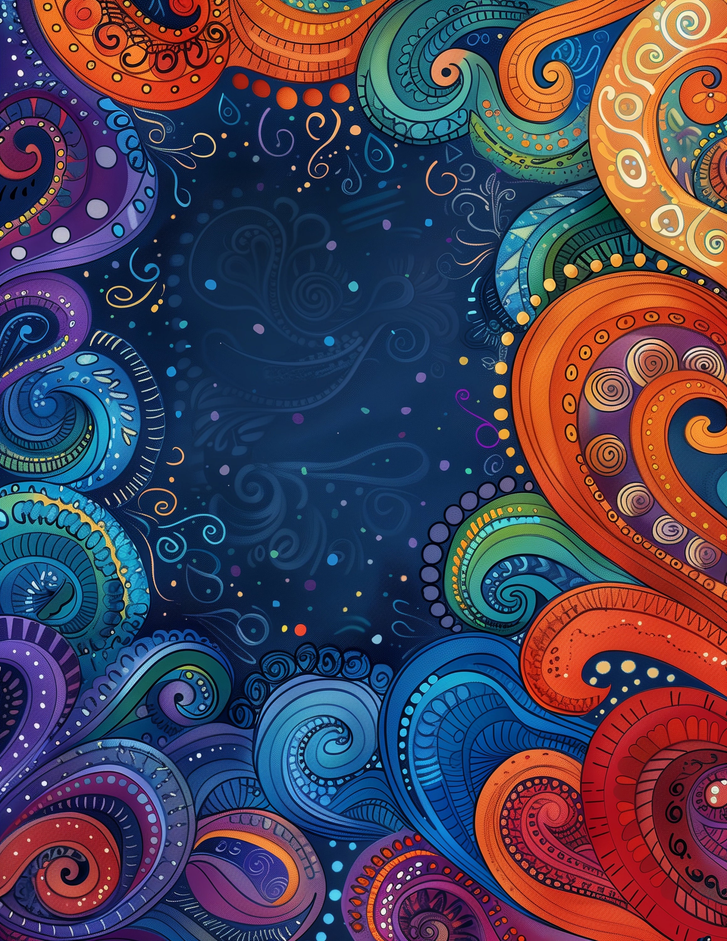 Five Beautiful Funky Rainbows Paisley and Blue Background Journaling ...