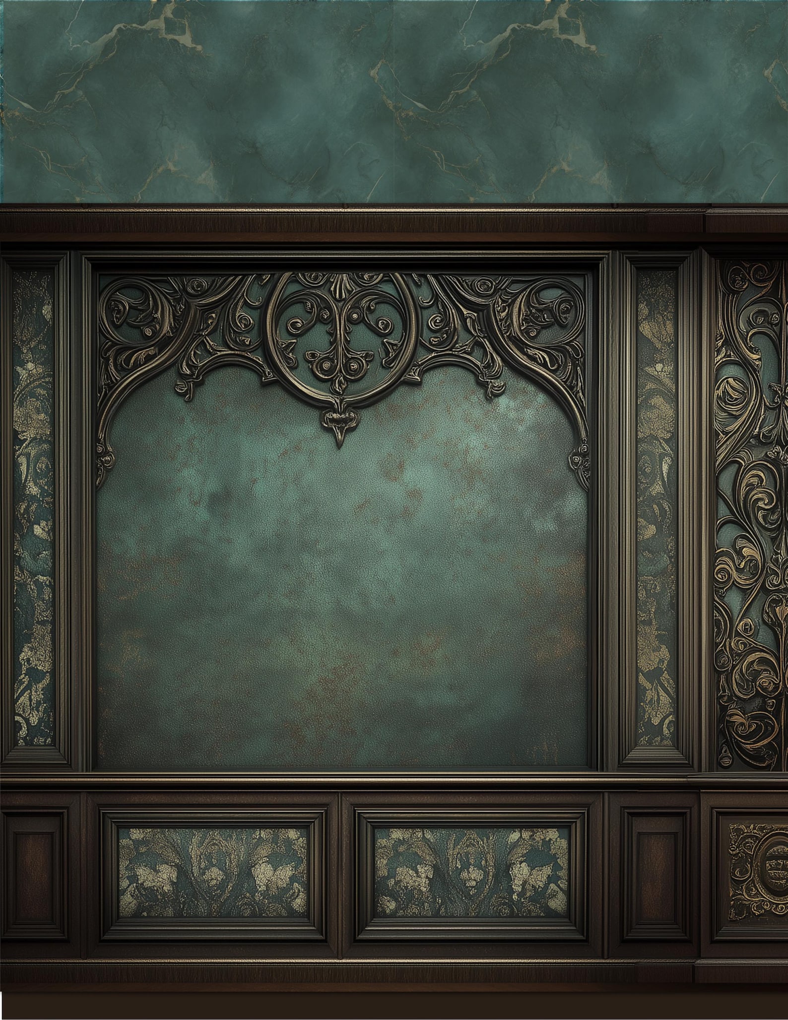 Dollhouse Wallpaper--two Continuous Victorian Gothic Revival Carved and ...