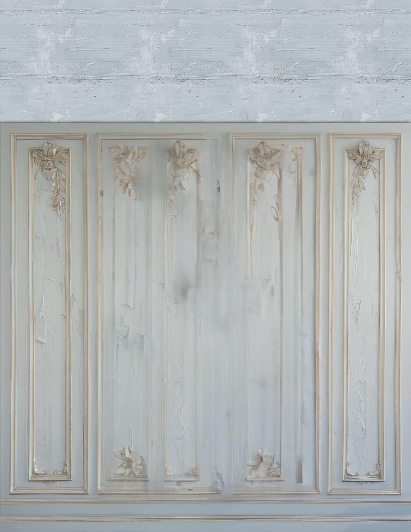 Dollhouse Wallpaper, Blue Floral Painted Decorative Panels--jpg Files ...