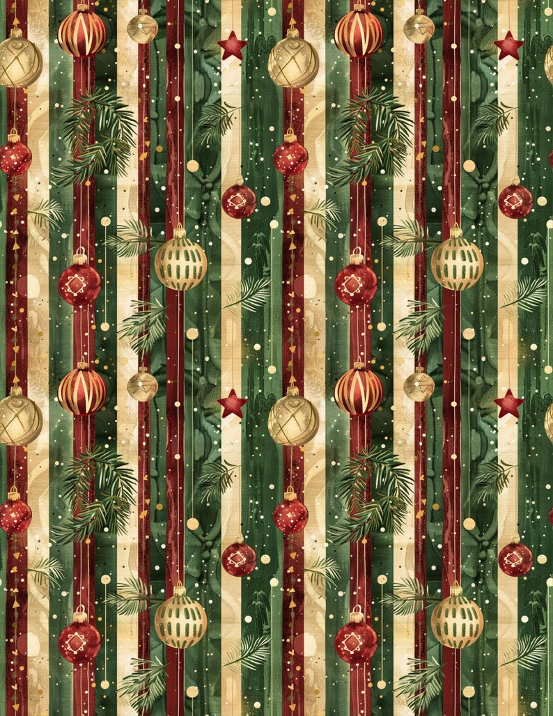 Dollar Pack Digital Papers--five Xmas Stripe Papers--instant Download ...