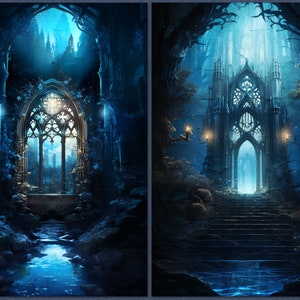 Blue Gothic Arches, Doorways, and Landscapes Junk Journal Kit Pages ...