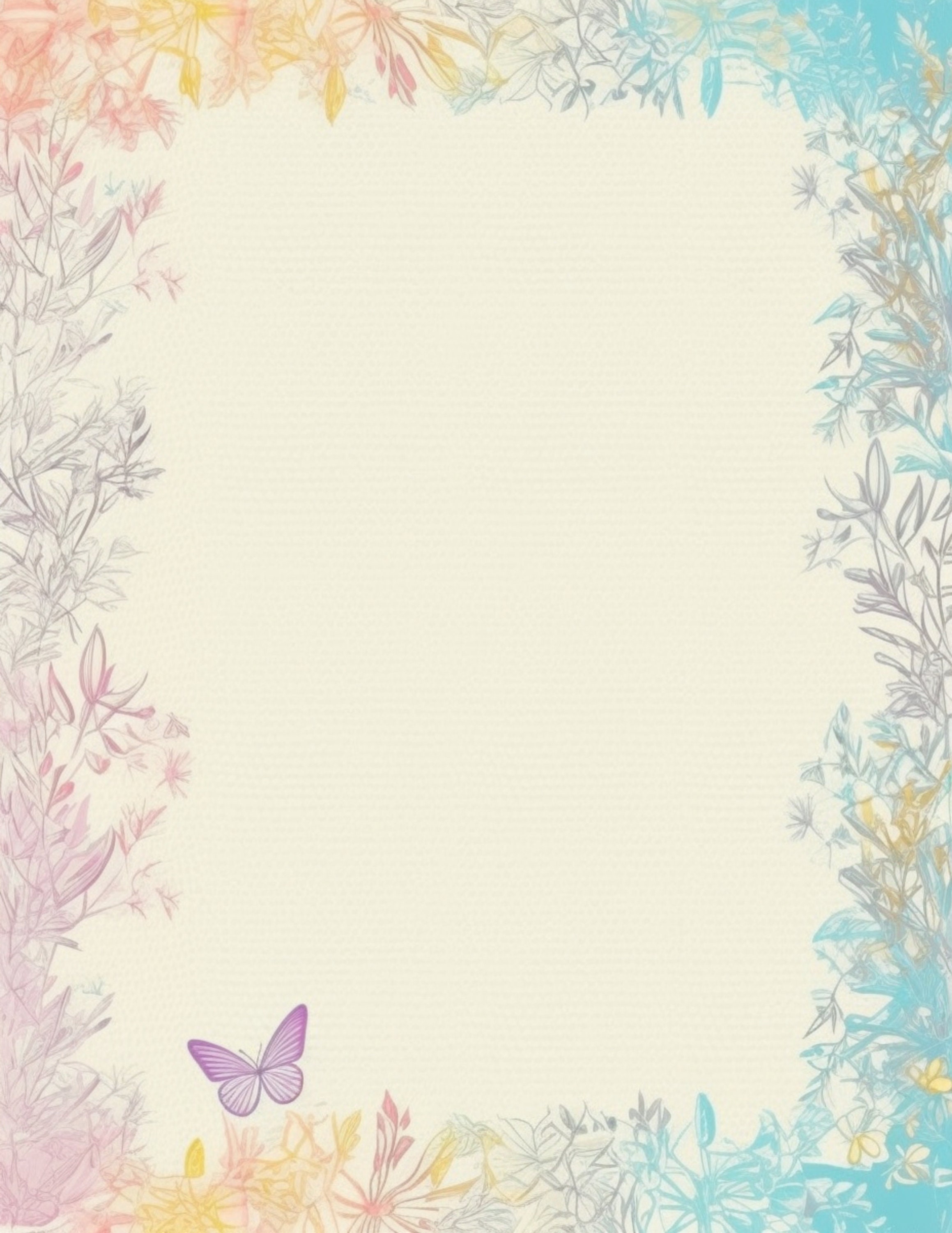 Five Colorful Butterfly Journaling/stationery Sheets - Etsy