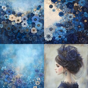 Wild Blue Paper Scrap Pack--five Sheets of Scrapbooking/crafting Papers ...