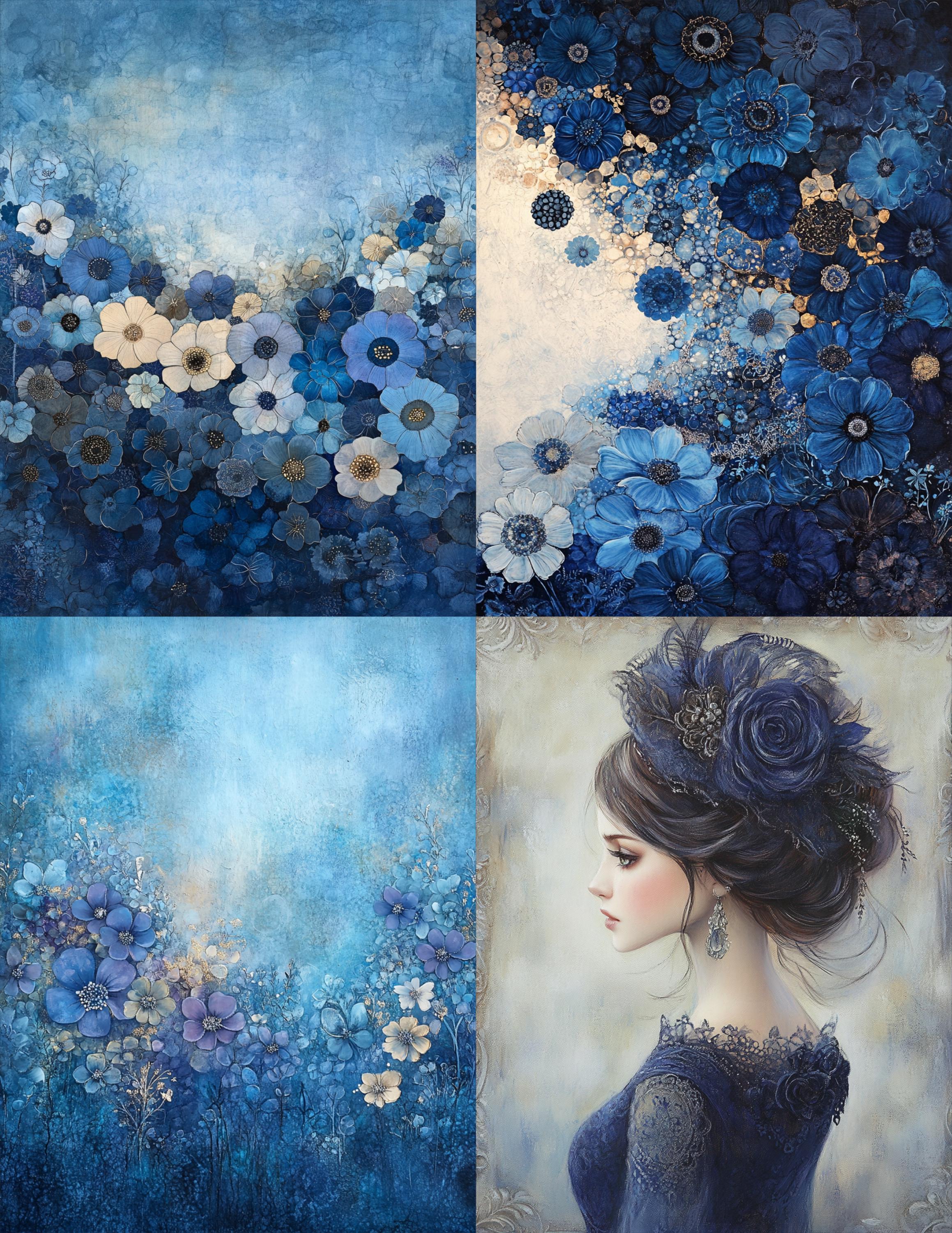 Wild Blue Paper Scrap Pack--five Sheets of Scrapbooking/crafting Papers ...