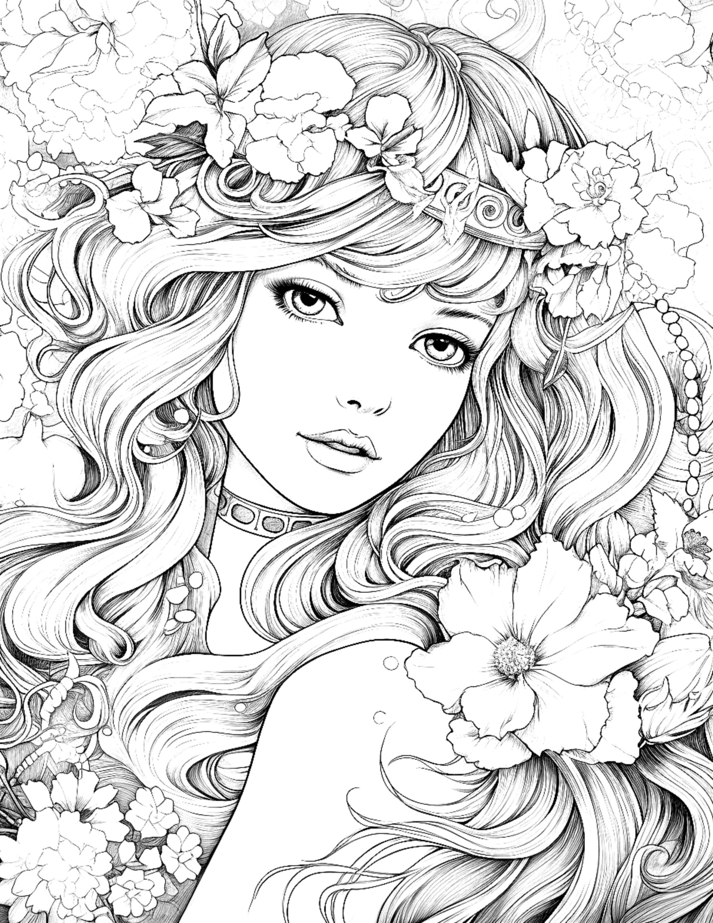 Five Flower Child Coloring Sheets for Instant Download--8.5 X 11 - Etsy