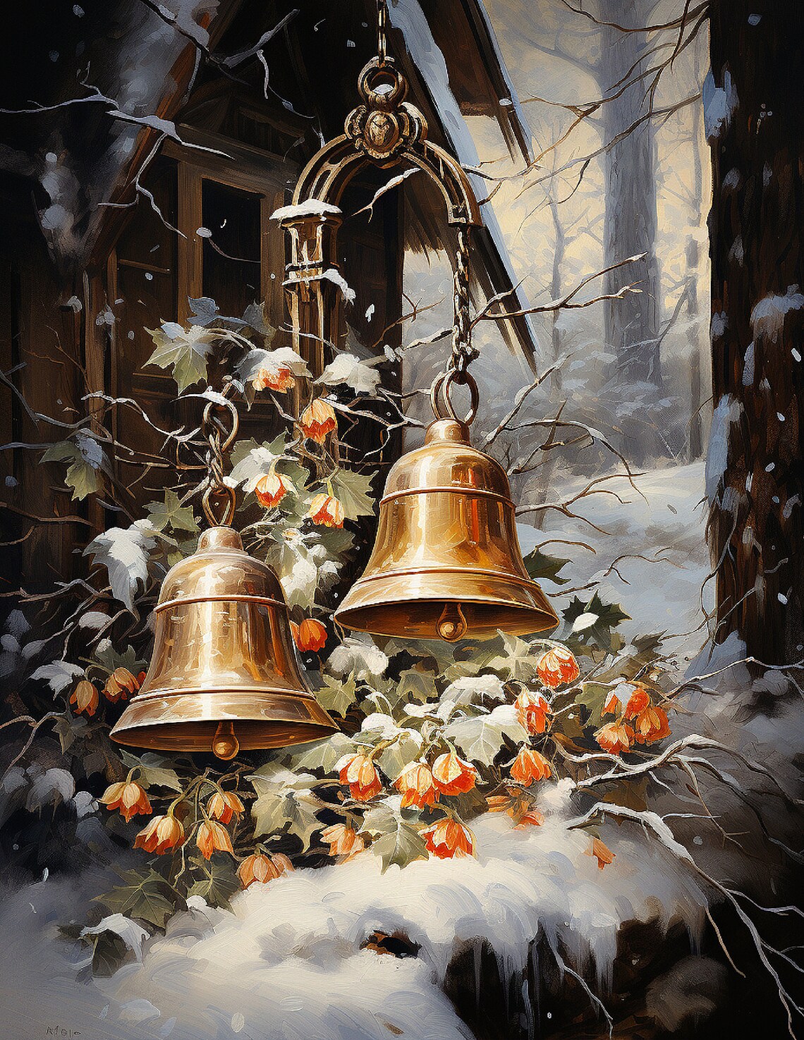 Five Winter Bells Digital Background Papers for Instant Download--8.5 X ...