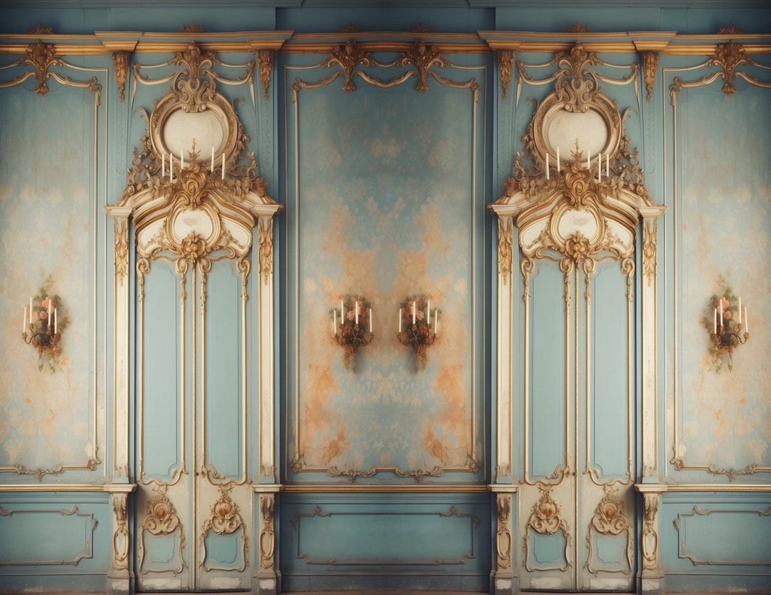 Two Landscape Oriented Rococo Wall Panels, Dollhouse Wallpaper--jpg ...