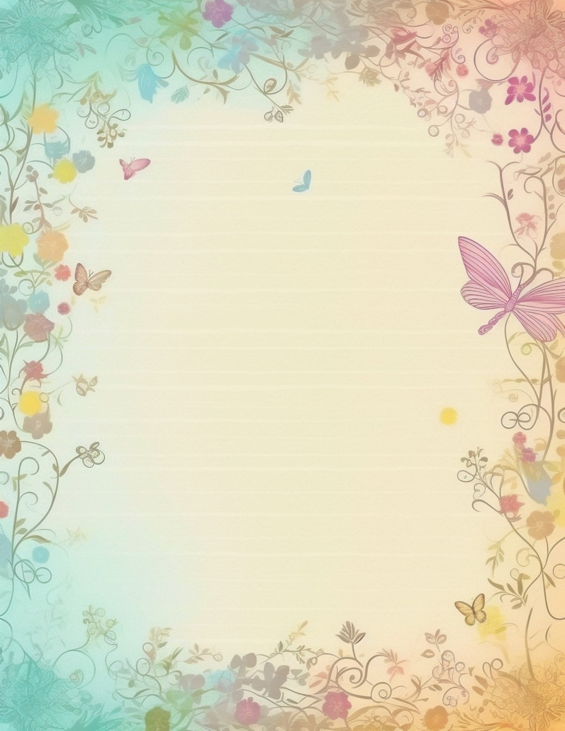 Five Colorful Butterfly Journaling/stationery Sheets - Etsy