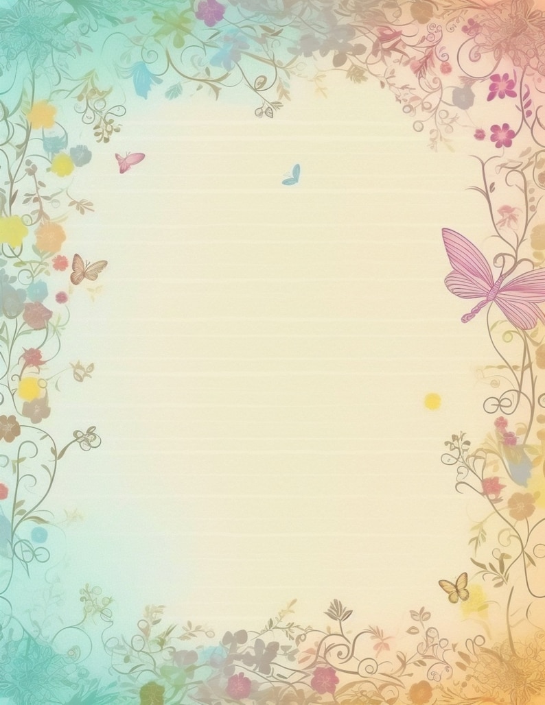 Five Colorful Butterfly Journaling/stationery Sheets - Etsy