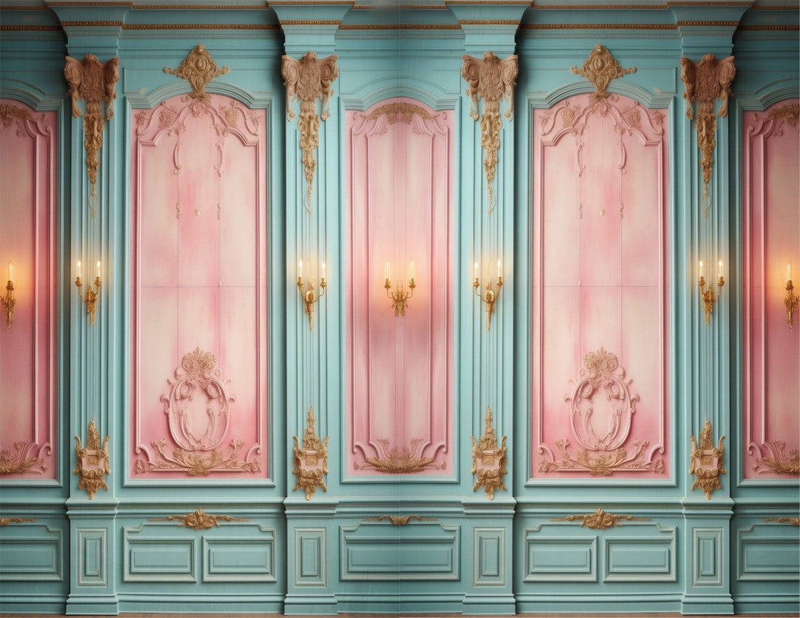 Two Landscape Oriented Rococo Wall Panels, Dollhouse Wallpaper--jpg ...
