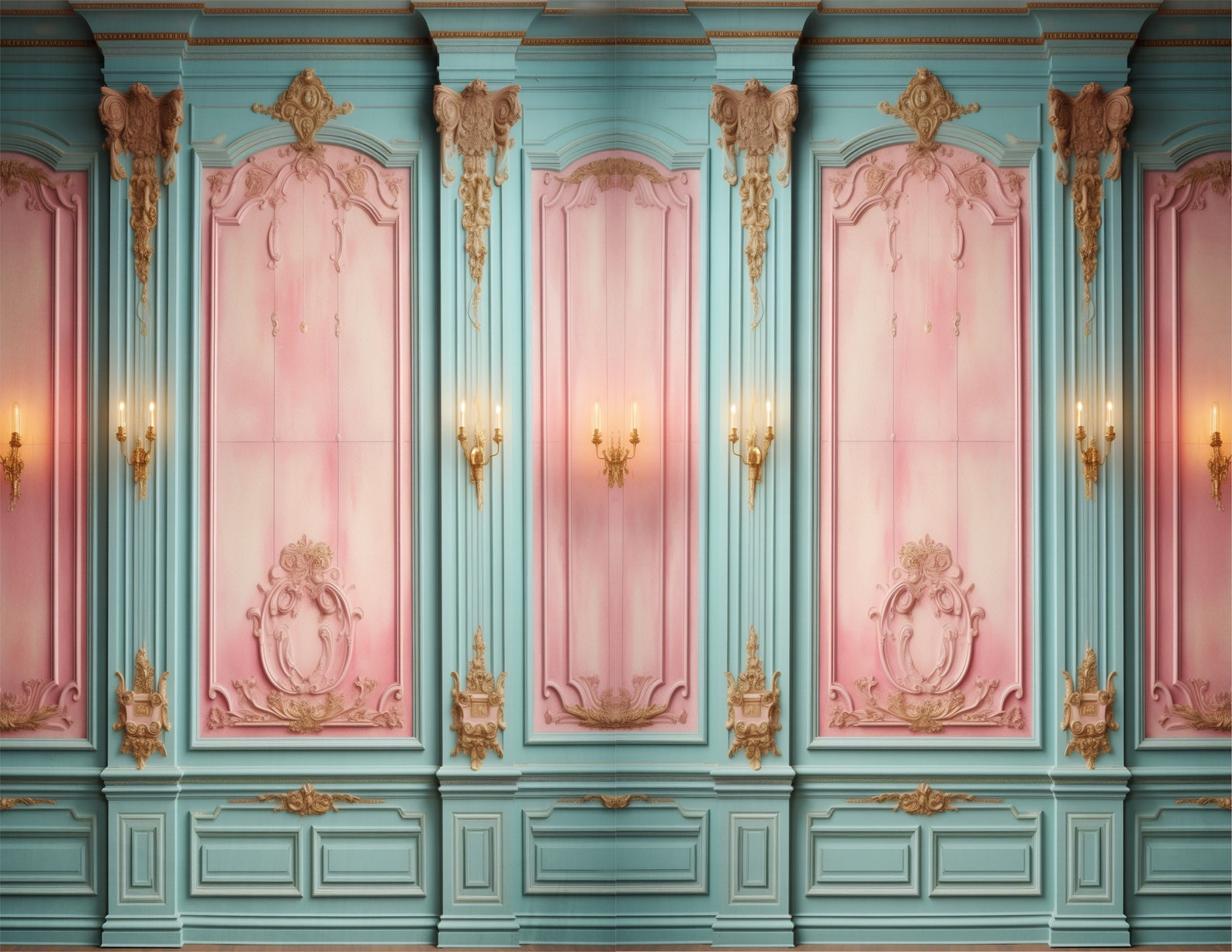 Two Landscape Oriented Rococo Wall Panels, Dollhouse Wallpaper--jpg ...