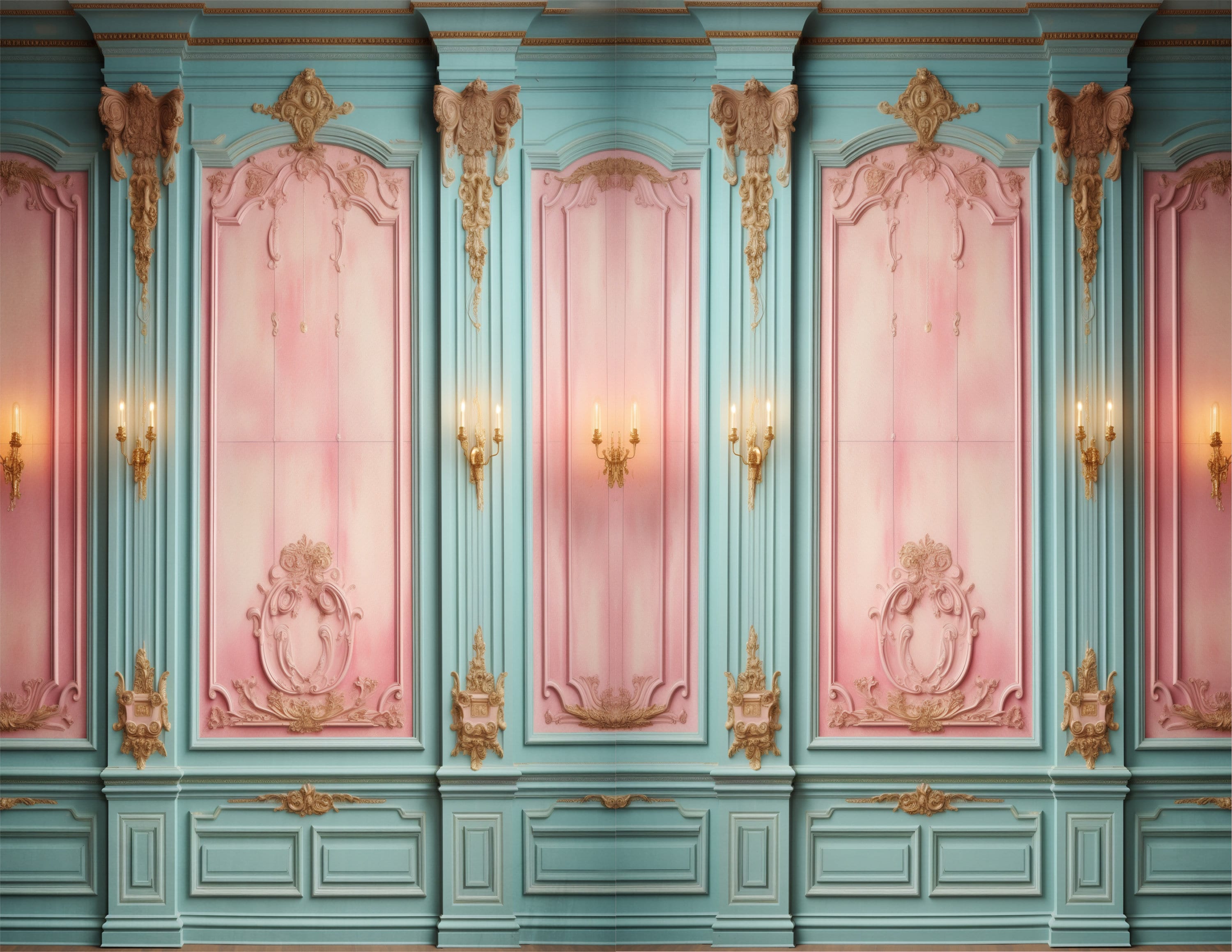Two Landscape Oriented Rococo Wall Panels, Dollhouse Wallpaper--jpg ...
