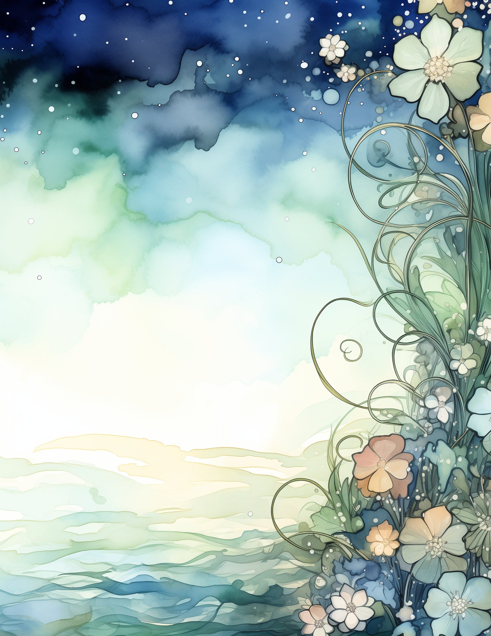 Five Starshine Floral Digital Background Papers for Instant Download--8 ...