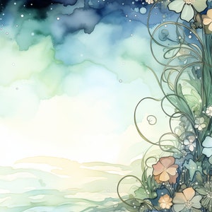 Five Starshine Floral Digital Background Papers for Instant Download--8 ...