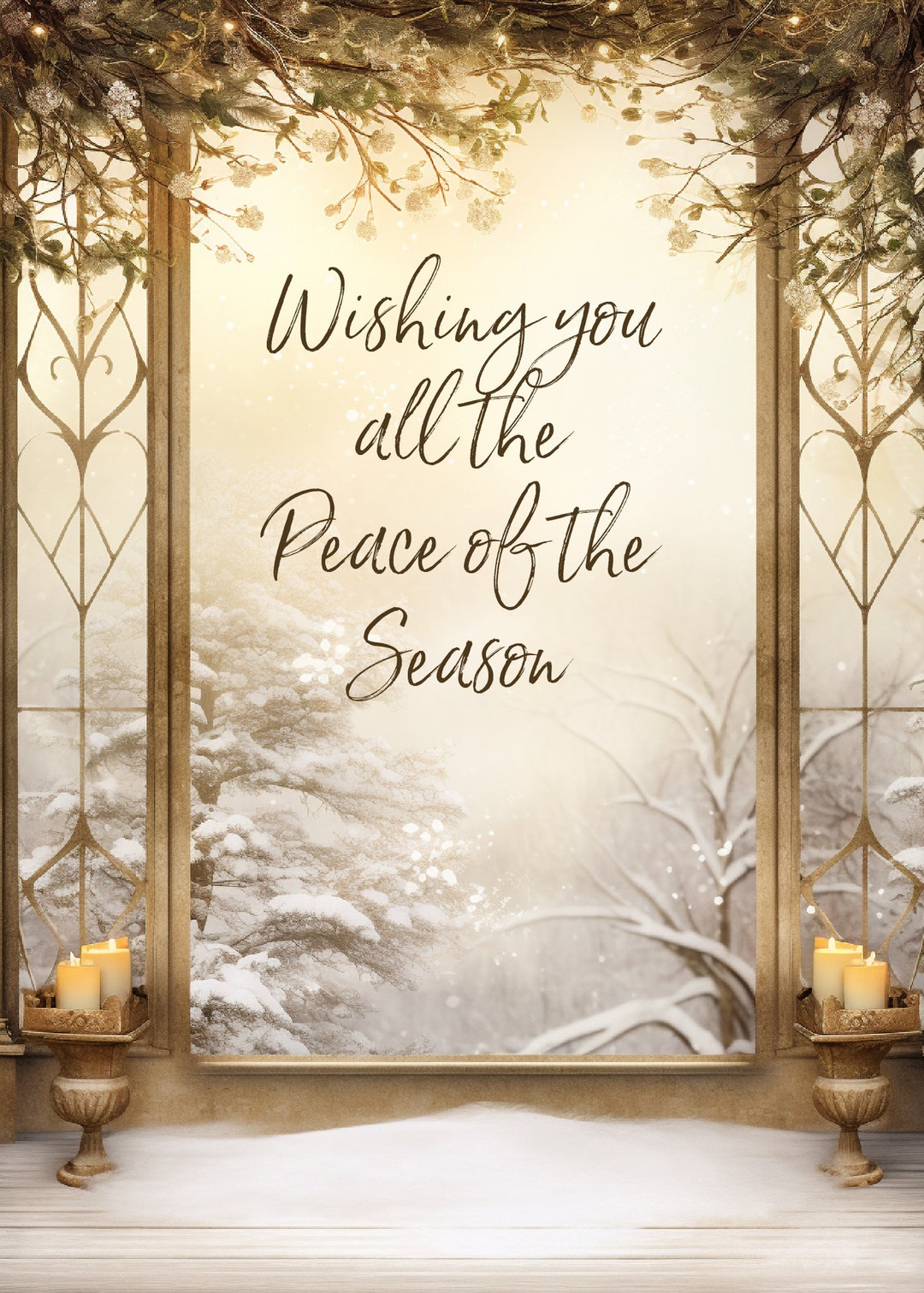 Golden Seasonal Card Design for Instant Download--print at Home--art ...