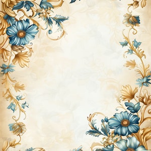 Vintage Flora Lined and Unlined Writing Papers--instant Download--8 1/2 ...