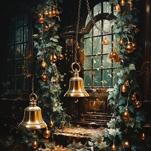 Five Winter Bells Digital Background Papers for Instant Download--8.5 X ...