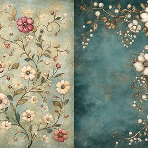 Dollar Pages--green Flower Jewel--300 DPI--10 Pages--5 Sheets - Etsy