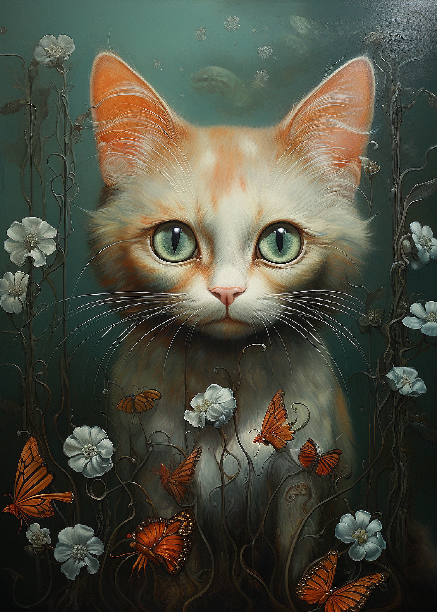 Five Charming Cat Greeting Card Art5 X 7 - Etsy