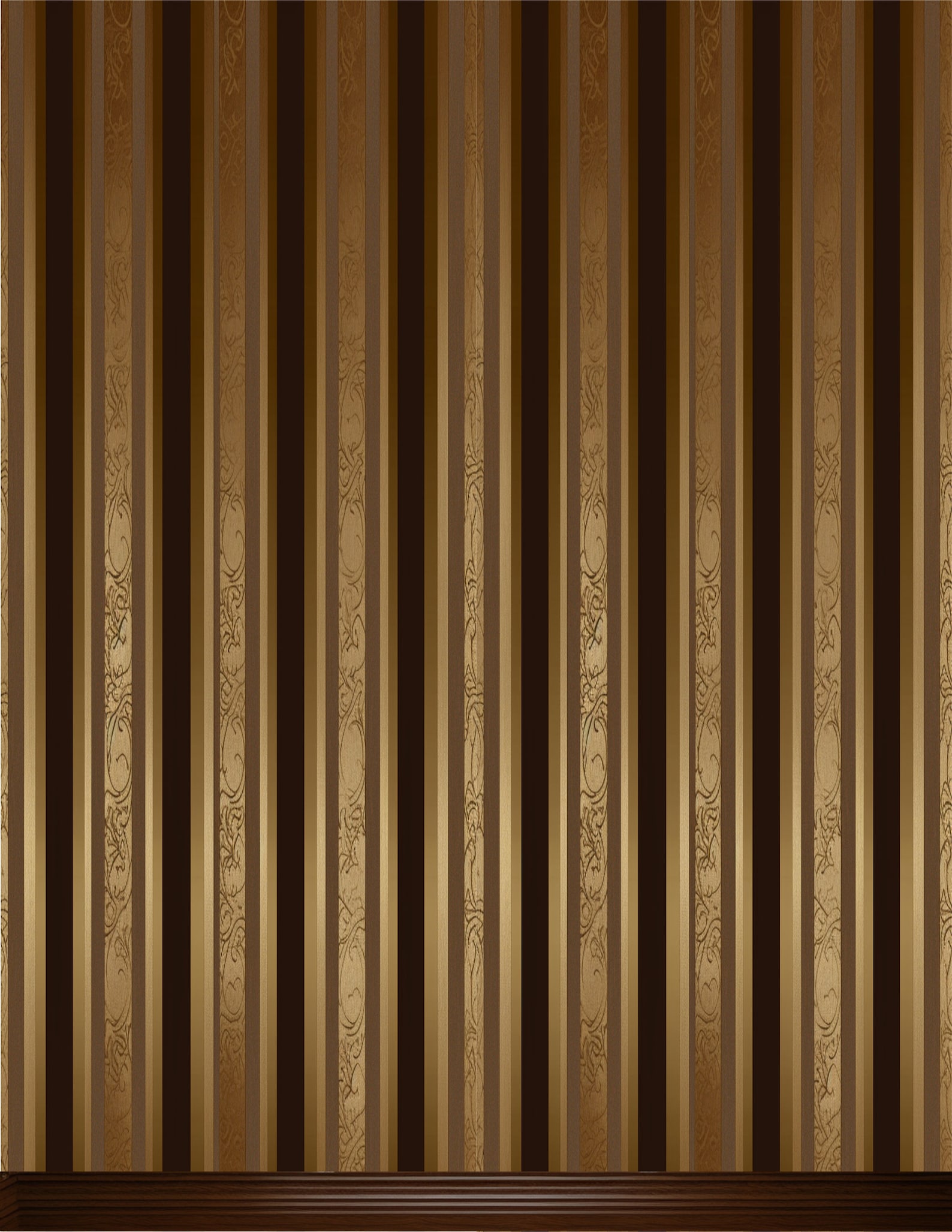 Printable Dollhouse Wallpaper, Brown and Gold Victorian Striped ...