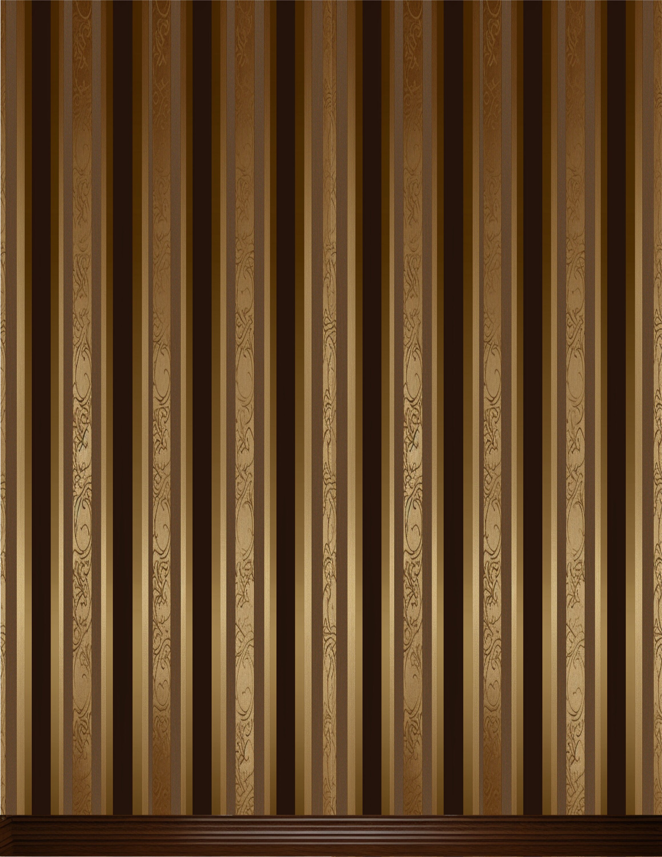 Printable Dollhouse Wallpaper, Brown and Gold Victorian Striped ...
