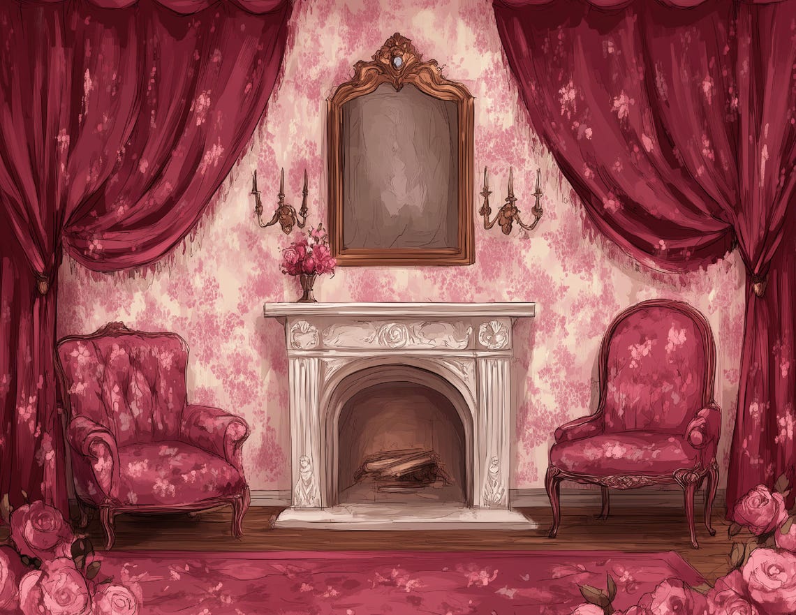 Victorian Parlor Room Backgrounds for Paper Doll Play, Dioramas, Etc ...