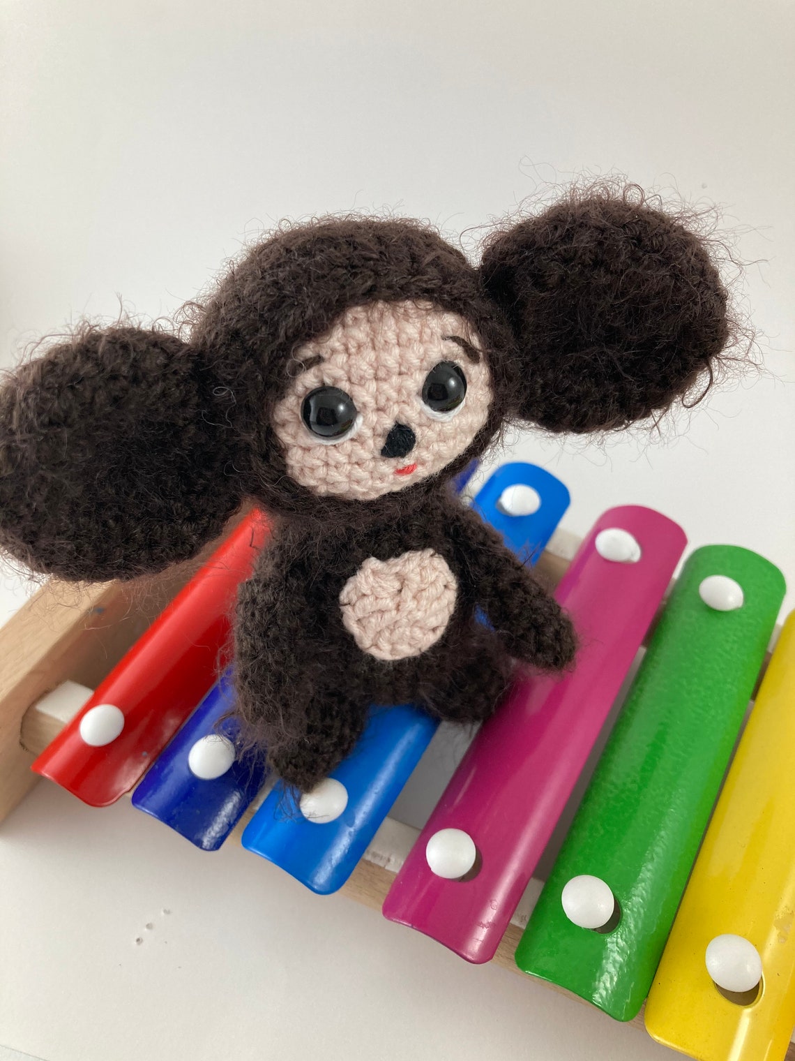 Knitted Cheburashka Hero of Soviet Cartoons - Cheburashka Miniature Toy ...