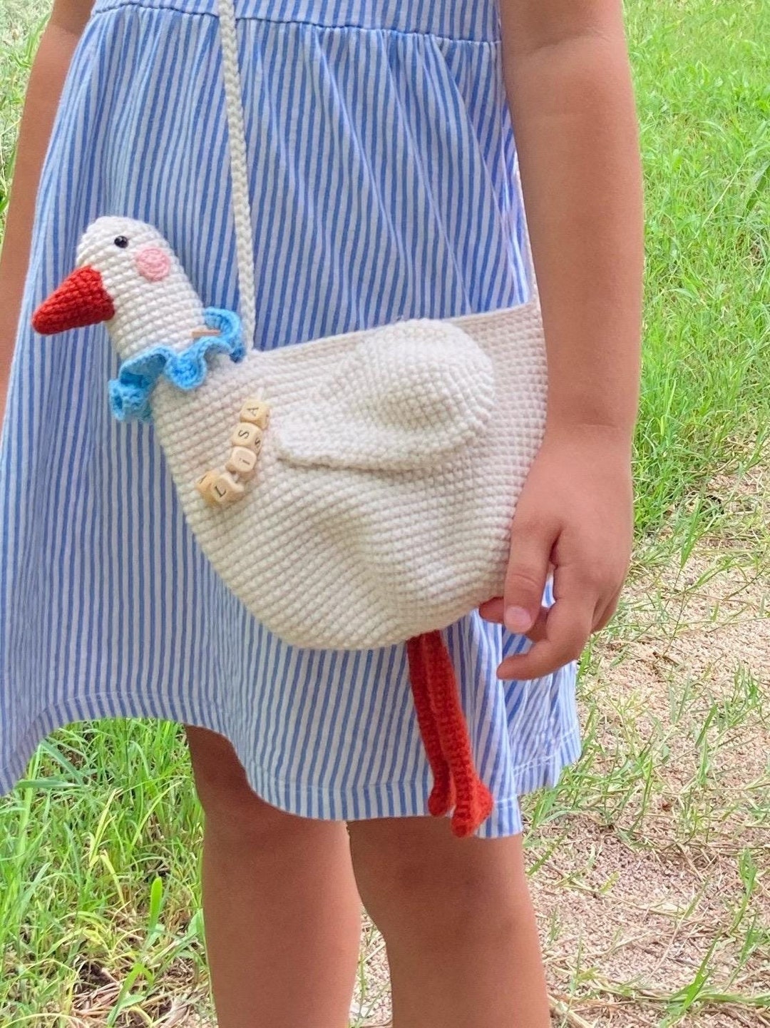 Personalized Bag, Cute Baby Crochet Goose Bag, Knitted Bag for Girls ...