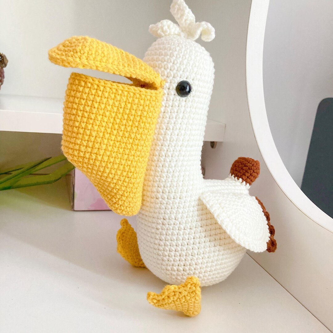 Handmade Pelican Toy, Crochet Pelikan, Amigurumi Pelican, Small Pelican ...