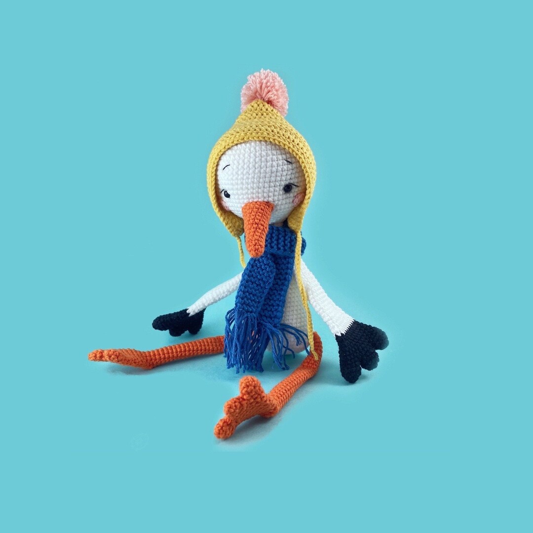 Crochet Stork, Amigurumi Stork Doll, Stuffed Stork Toy, Baby Shower ...